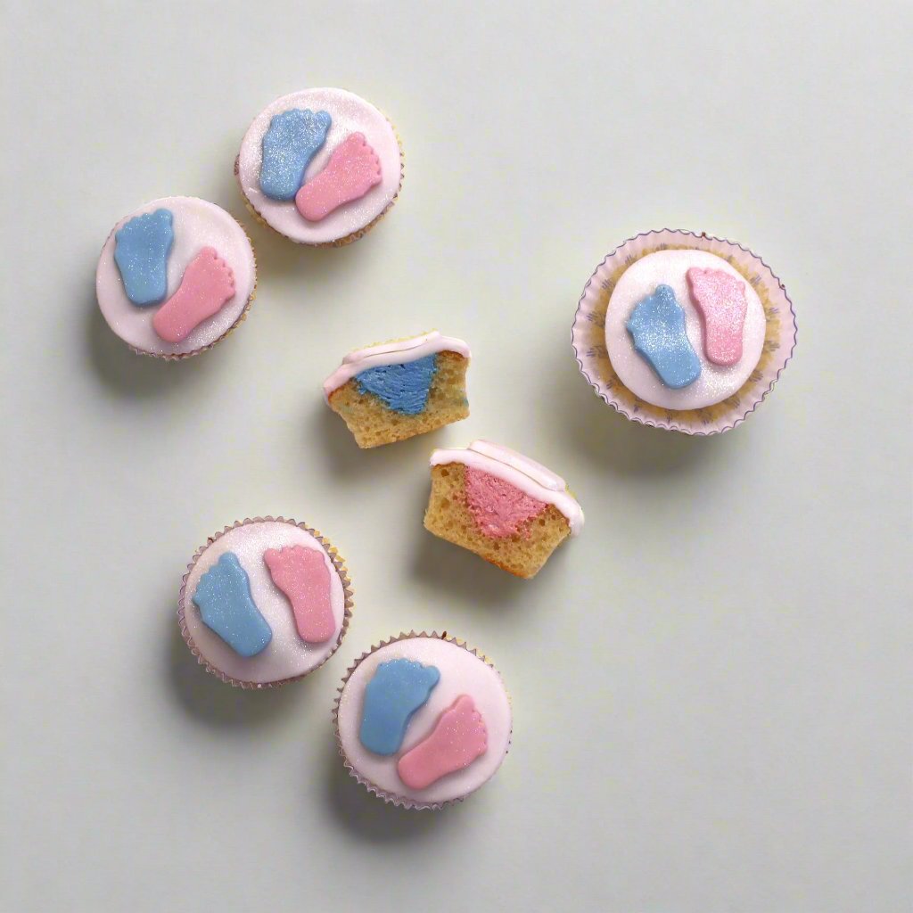 Gender Reveal Baby Feet Cupcakes (Box of 6) – Dunns Bakery